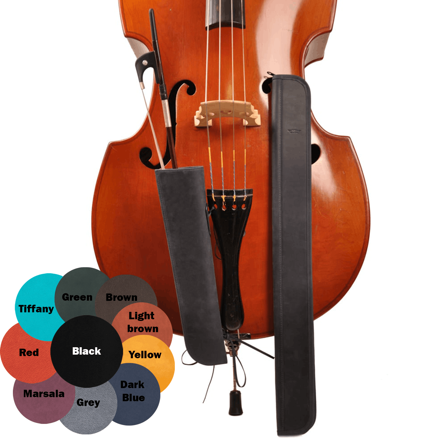 Double bass bow quiver + bass bow case | Genuine "Crazy Horse" Leather